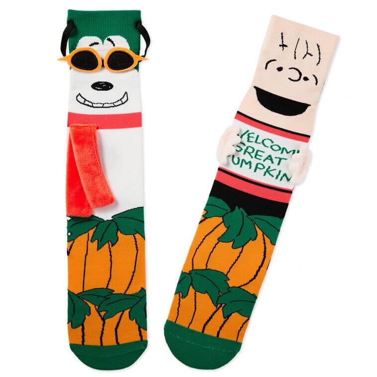 Hallmark : Peanuts Great Pumpkin Linus and Flying Ace Novelty Socks ...