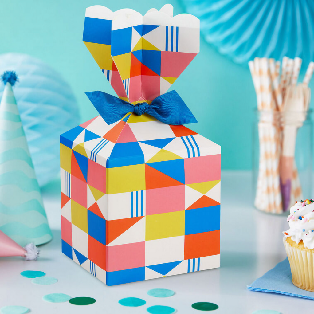 Hallmark : Colorful Geometric Vertical Treat Box With Ribbon Tie ...