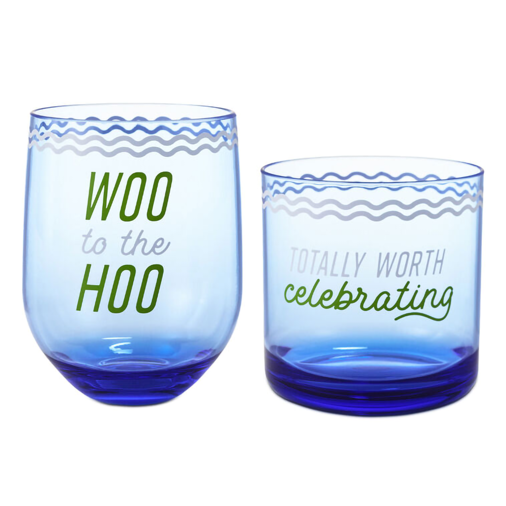 Hallmark : Woo Hoo Worth Celebrating Drinking Glasses, Set of 2 ...