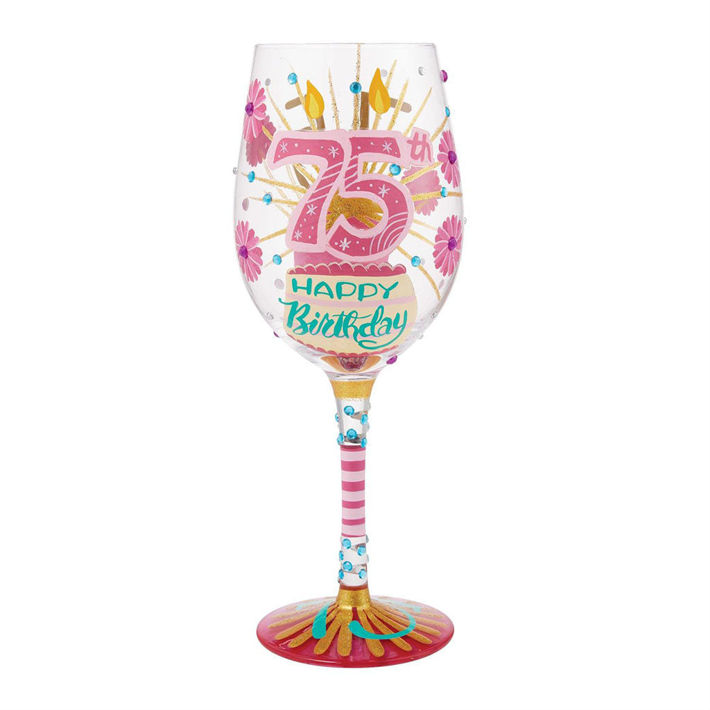Happy 75th Birthday Wine Glass for Memorable Toasts - Annies Hallmark ...