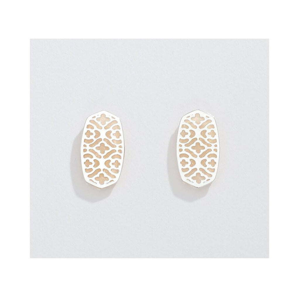 Periwinkle by Barlow : Elegant Silver Filigree Over White Resin- Earri ...