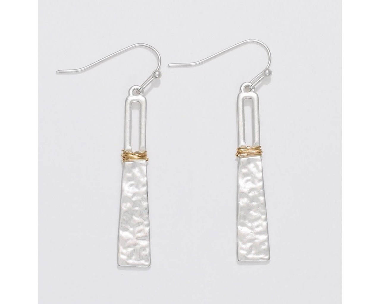 Periwinkle by Barlow : Hammered Matte Silver Drops with gold wire wrap ...