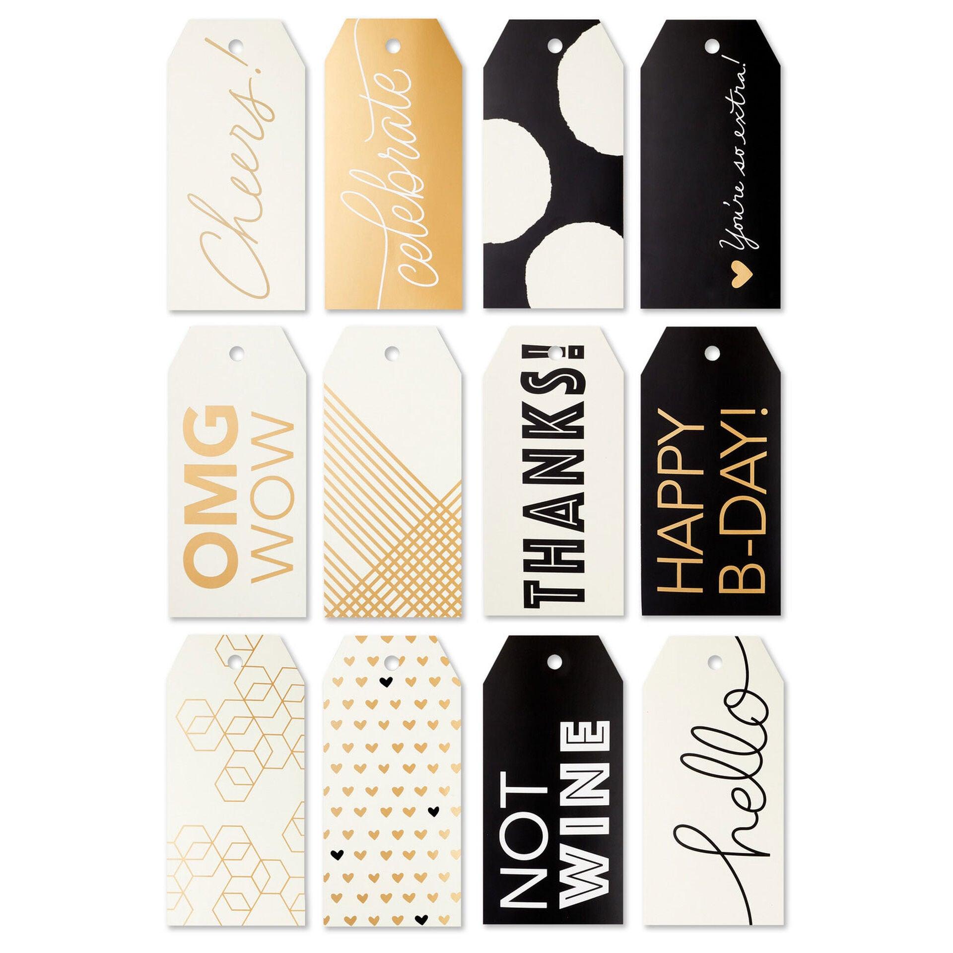 Hallmark : Assorted Black, White and Gold 12-Pack Gift Tags — Annies ...