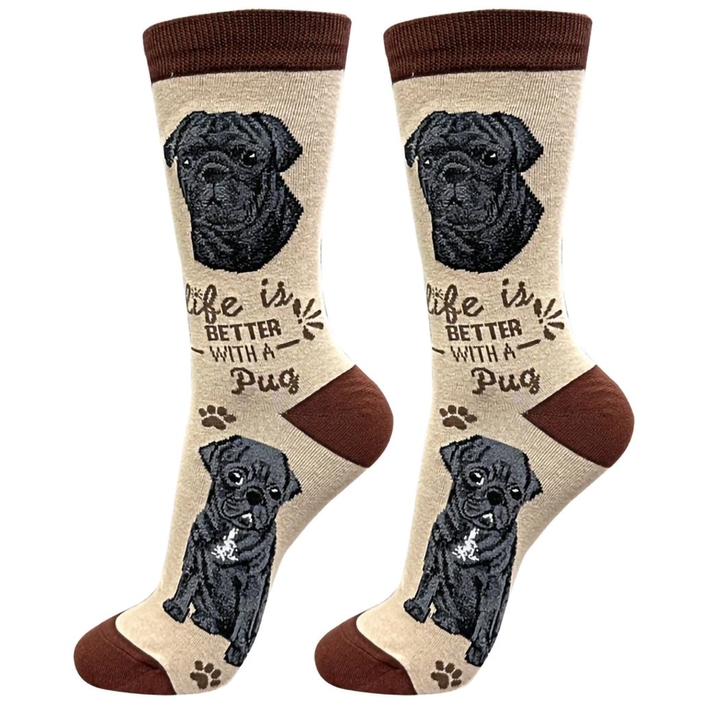 Crew Socks - Black Pug: Cozy and Durable Wear - Annies Hallmark and ...